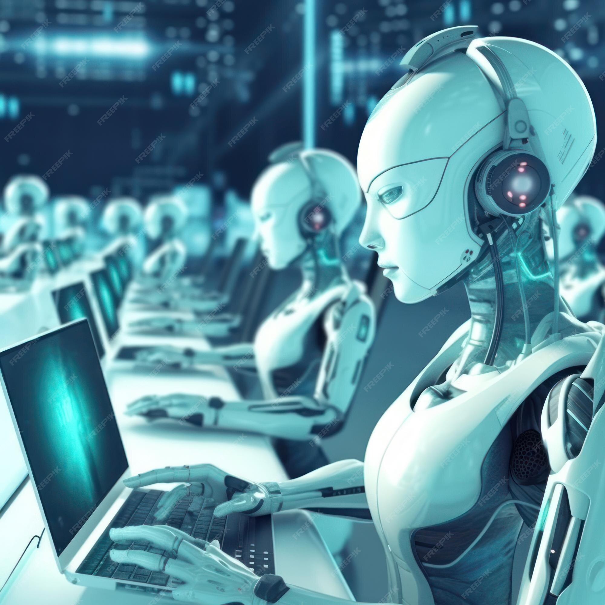 Premium AI Image | robot virtual assistant robot writing a robot ...