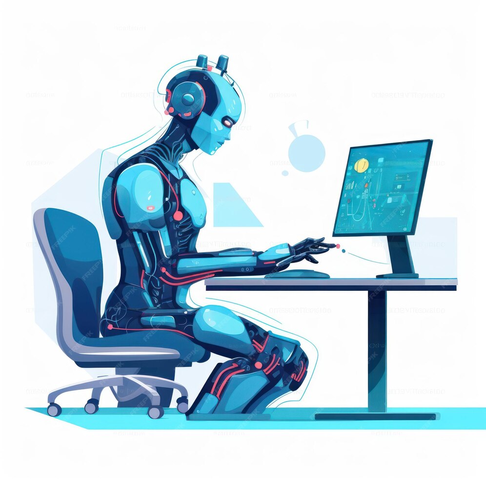 Premium AI Image | robot virtual assistant robot writing a robot ...