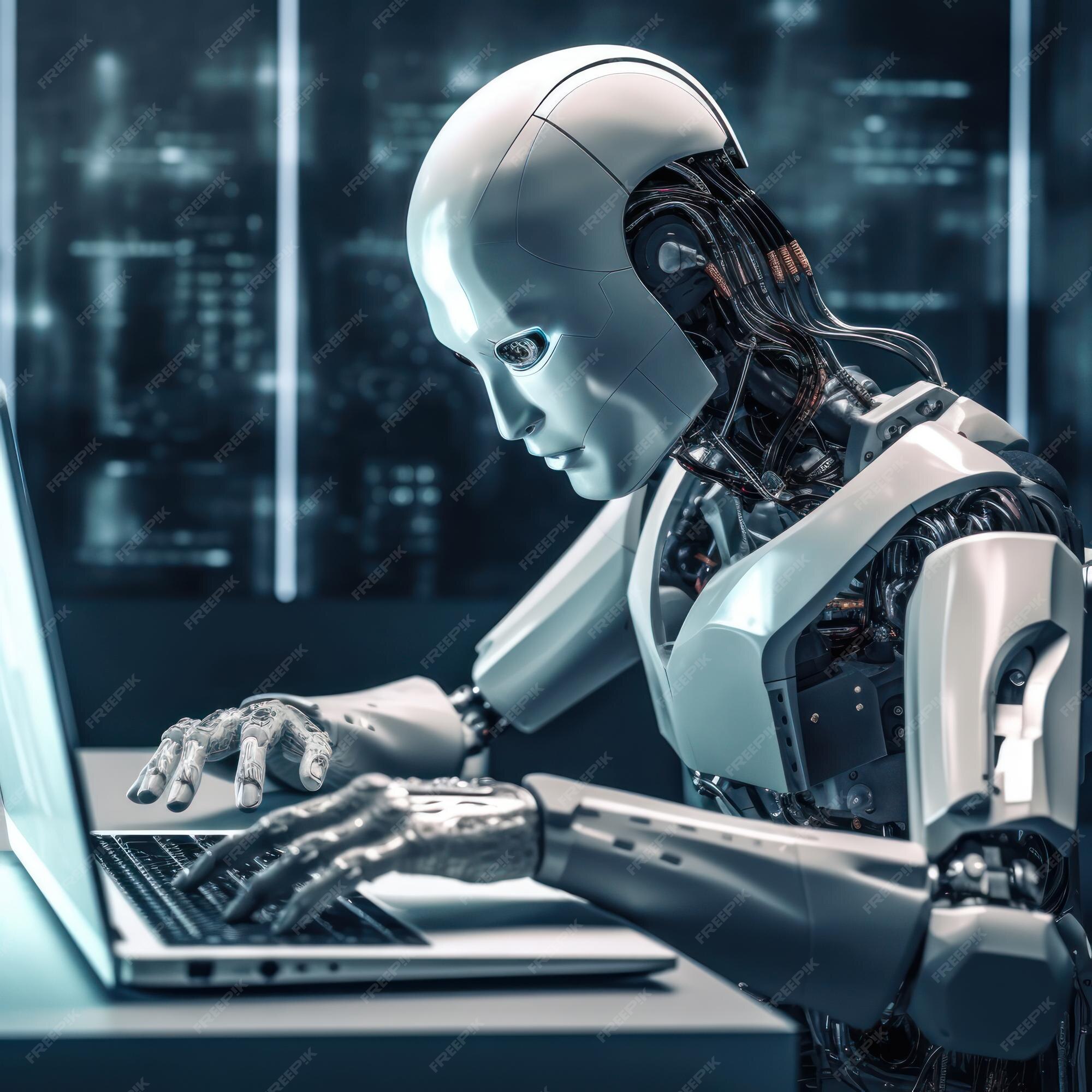 Premium AI Image | robot virtual assistant robot writing a robot ...