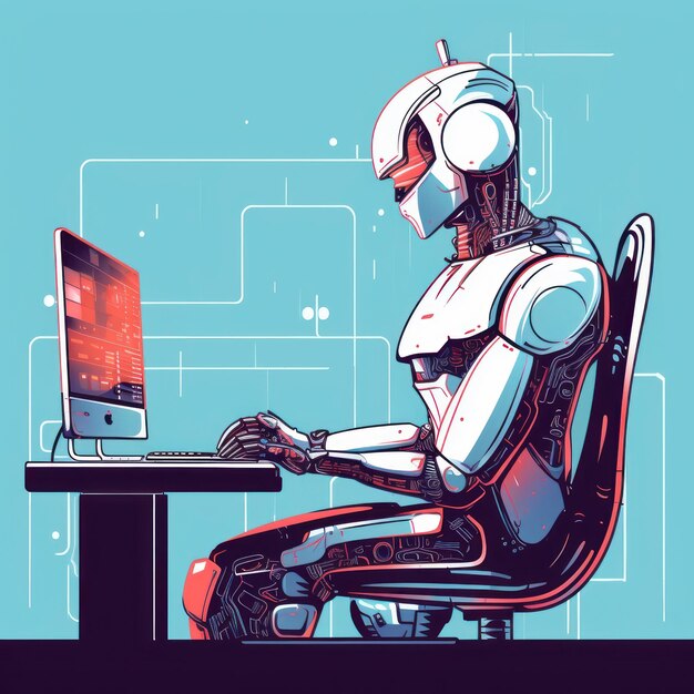 Premium Ai Image Robot Virtual Assistant Robot Writing A Robot Chatbot Business Ai Coder