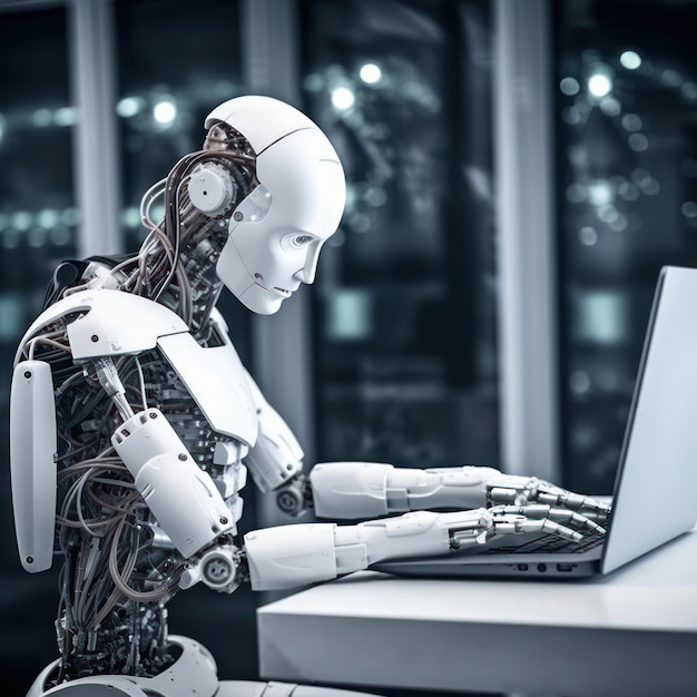 Premium Ai Image Robot Virtual Assistant Robot Writing A Robot Chatbot Business Ai Coder