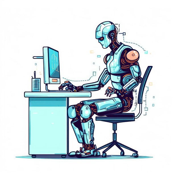 Premium Ai Image Robot Virtual Assistant Robot Writing A Robot Chatbot Business Ai Coder