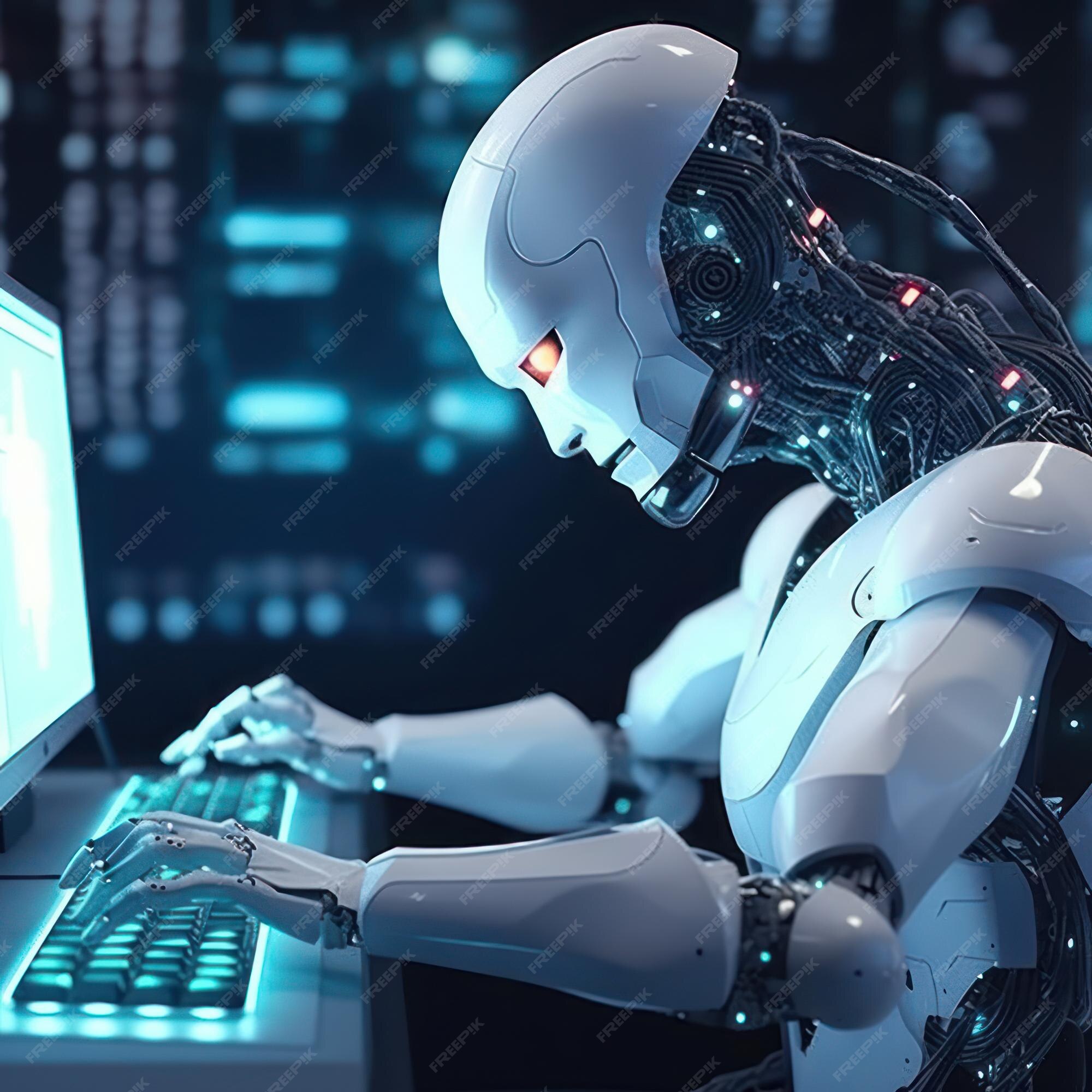 Premium AI Image | robot virtual assistant robot writing a robot ...