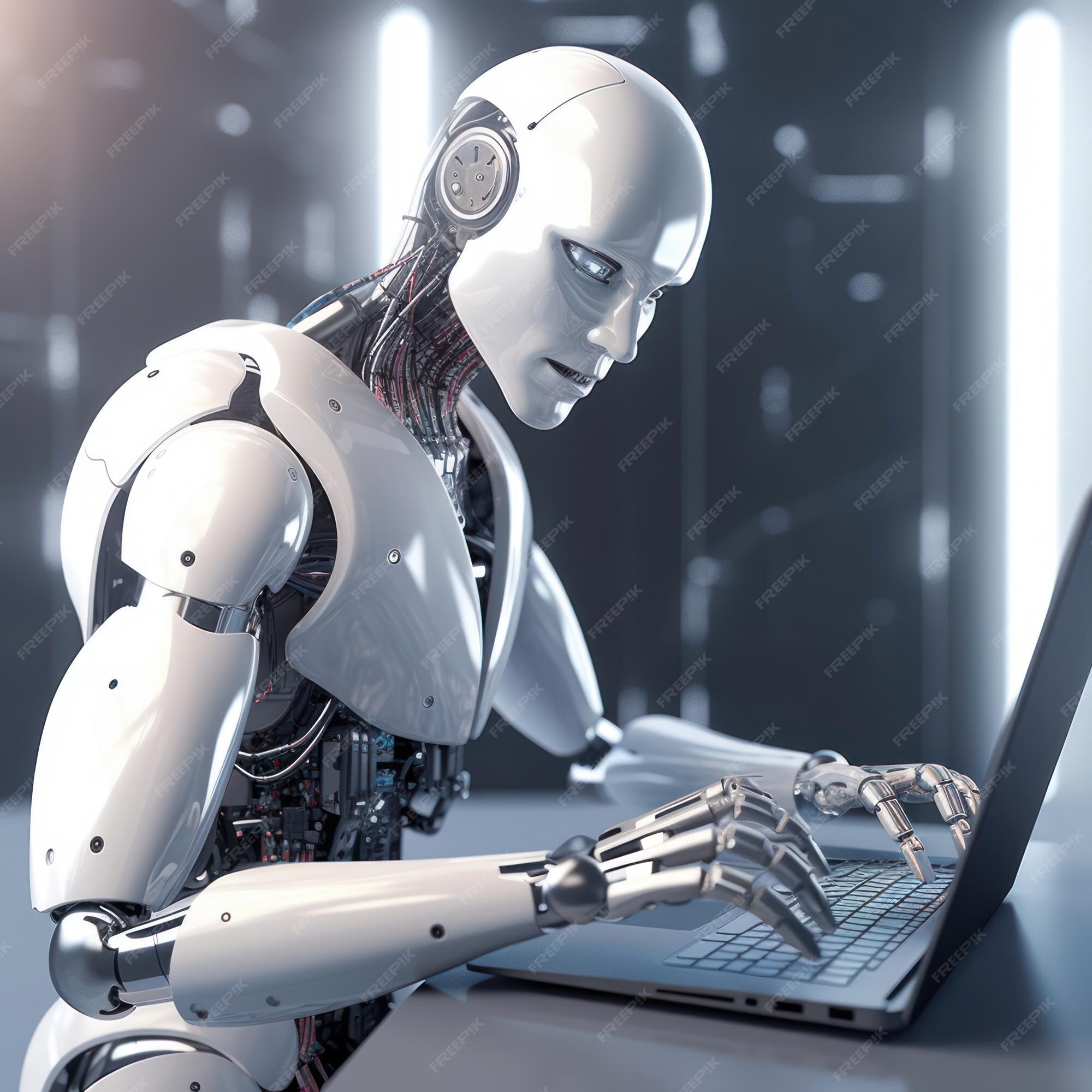 Premium AI Image | robot virtual assistant robot writing a robot ...