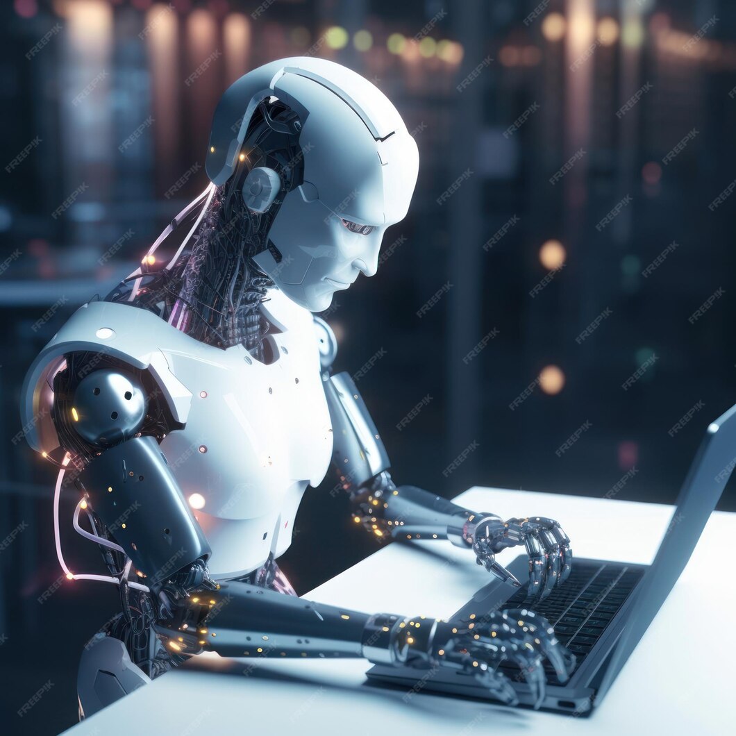 Premium AI Image | robot virtual assistant robot writing a robot ...