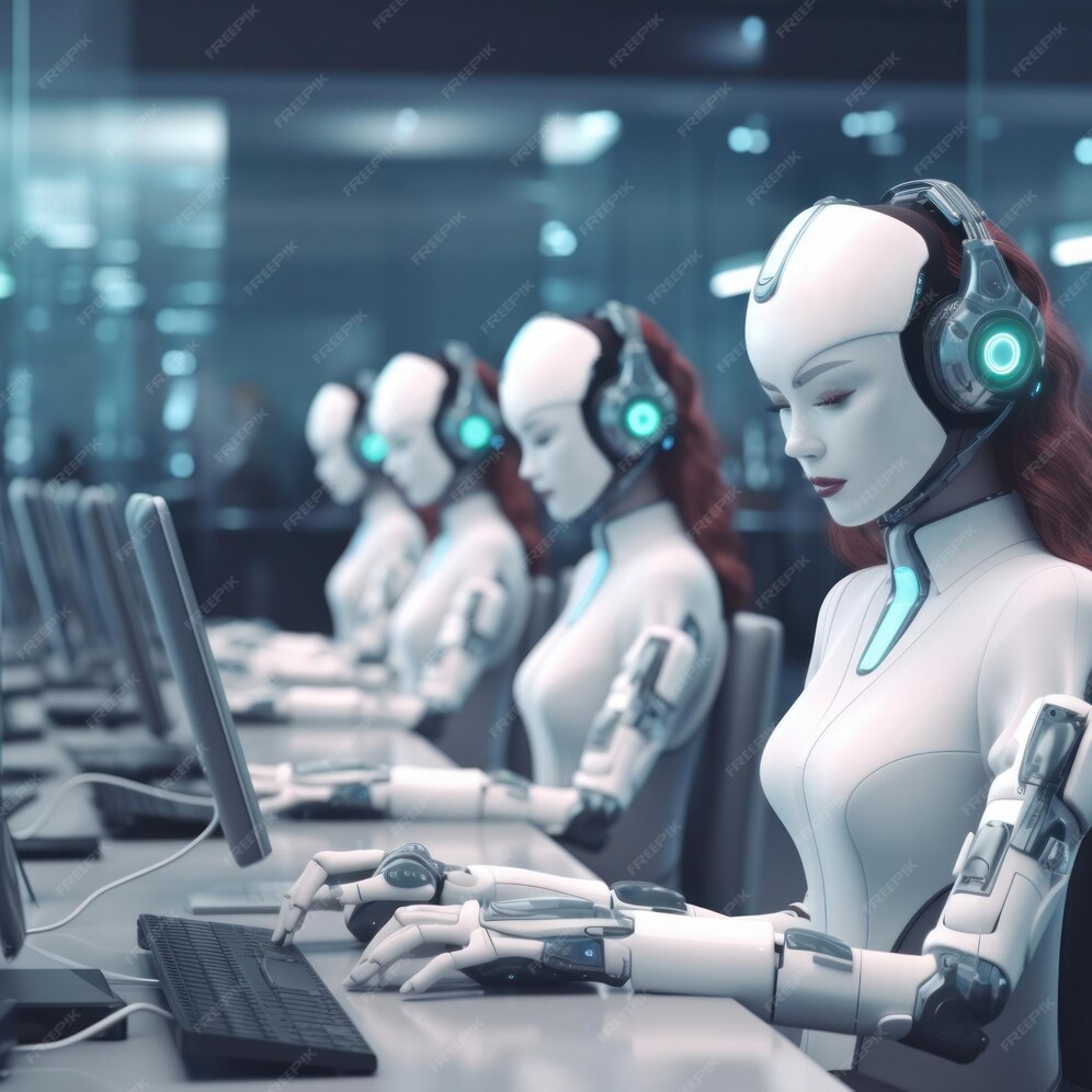 Premium AI Image | robot virtual assistant robot writing a robot ...