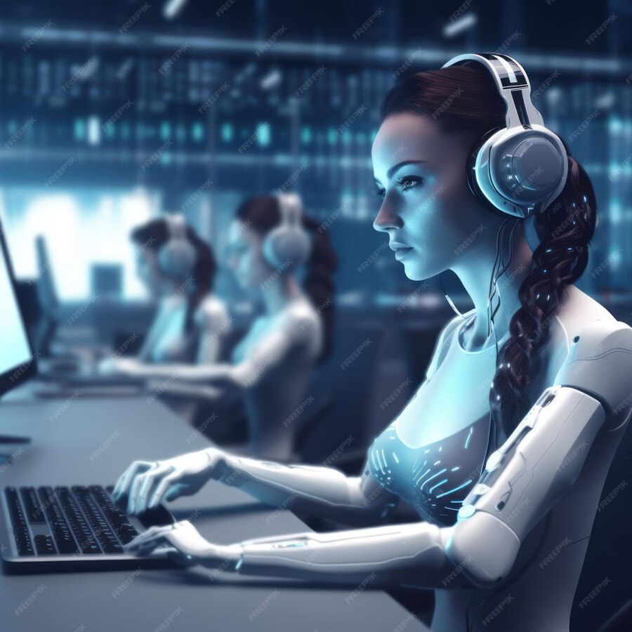 Premium AI Image | robot virtual assistant robot writing a robot ...