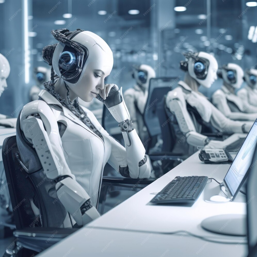 Premium AI Image | robot virtual assistant robot writing a robot ...