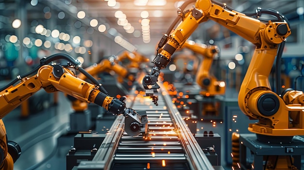 Robotic arms working on assembly line | Premium AI-generated image Robotic arms working on assembly line | Premium AI-generated image