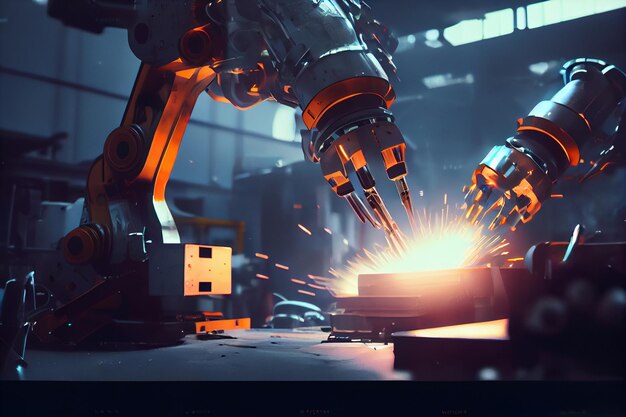 Premium Photo | Robotic arms working at the factorygenerative ai Premium Photo | Robotic arms working at the factorygenerative ai