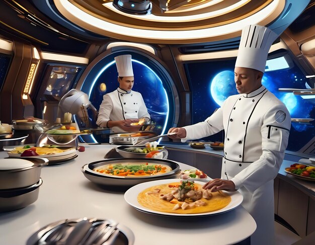 Premium Photo | A robotic chef creating a fusion of intergalactic ... Premium Photo | A robotic chef creating a fusion of intergalactic ...