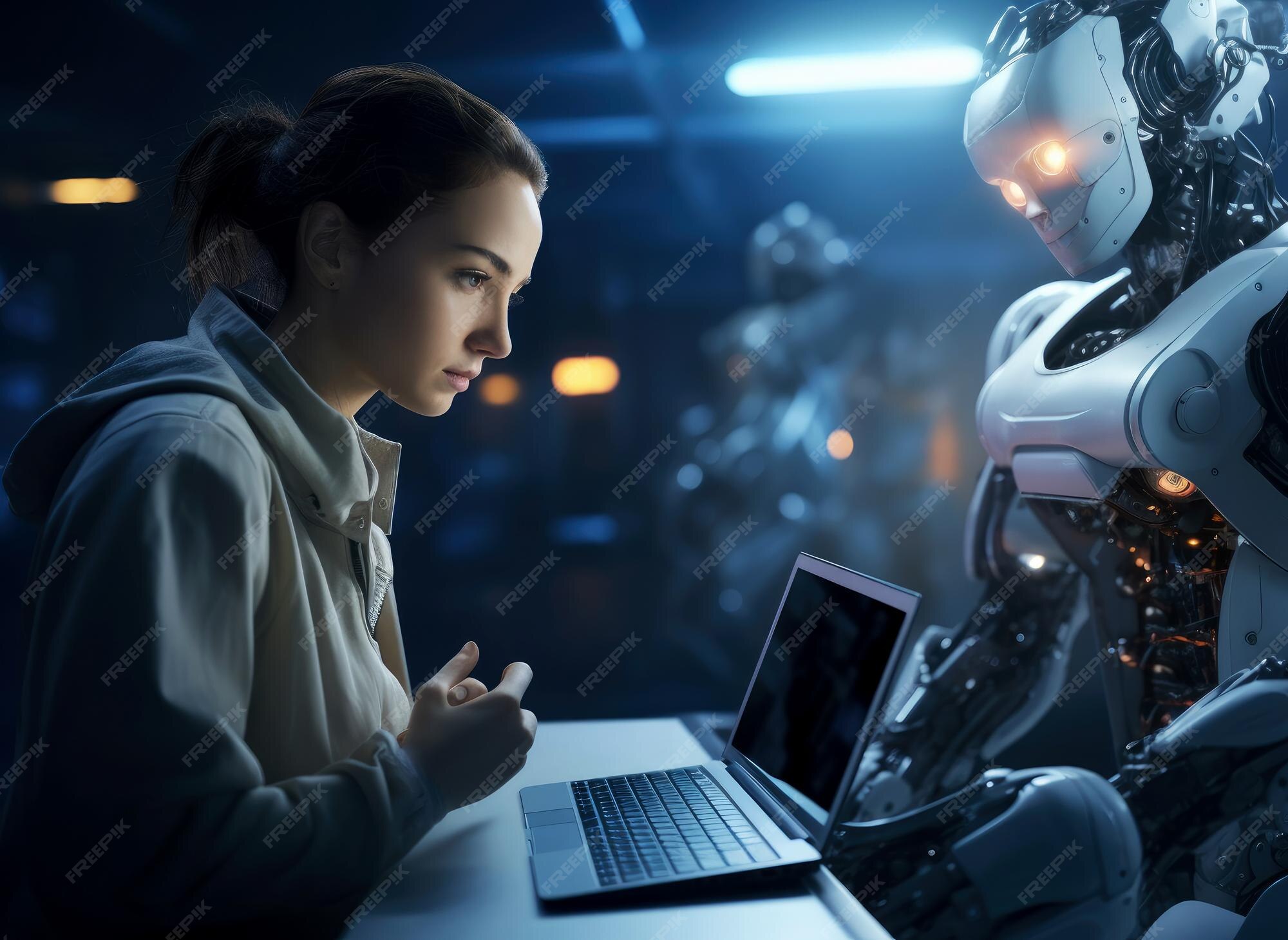Premium Ai Image Robotics Engineer Programming A Robot Generative Ai