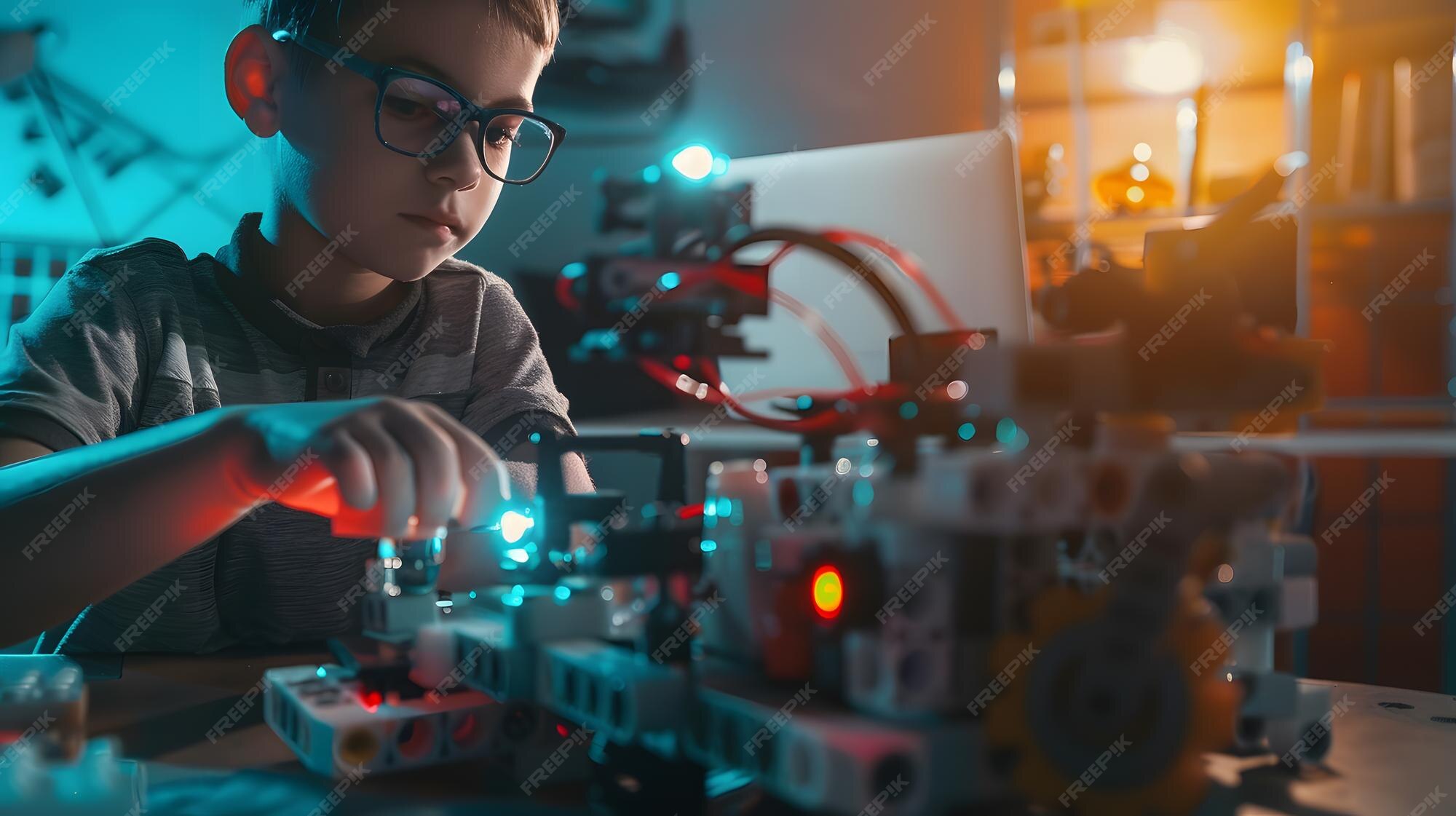 Robotics programming class Children construct and code Robot STEM education using co Generative ...