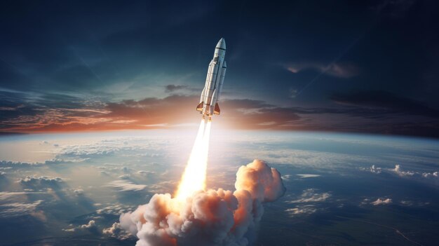 Premium AI Image | A rocket launching into space Premium AI Image | A rocket launching into space