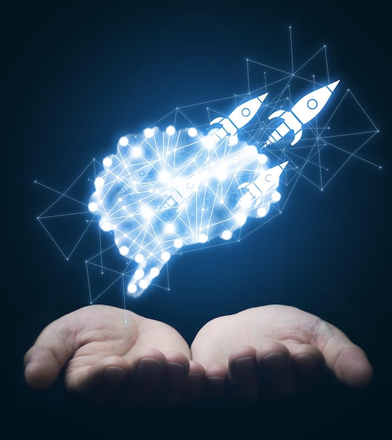Premium Photo | Rockets out of the brain Creative idea Startup ... Premium Photo | Rockets out of the brain Creative idea Startup ...
