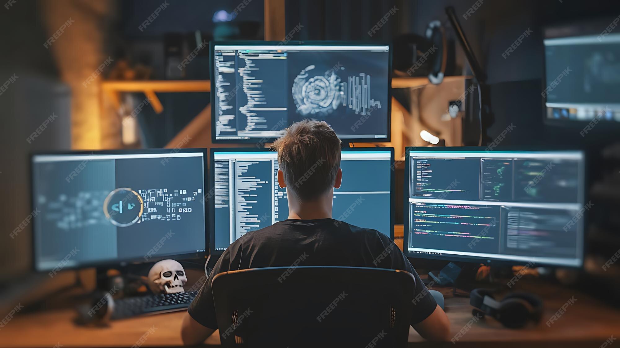 A rogue computer scientist hacker uses AI to create a script that tricks the firewall | Premium ...