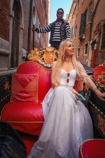 Premium Photo Romantic Couple Enjoying Gondola Ride Through Beautiful