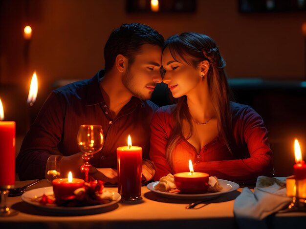 Premium Photo Romantic Couple With Colorful Candlelight