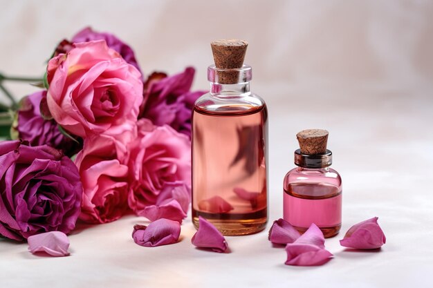 Premium AI Image | Rose essential oil Generative AI Premium AI Image | Rose essential oil Generative AI