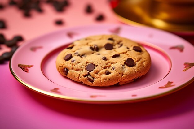 Round Chocolate Chip Cookie on Plate | Premium AI-generated image Round Chocolate Chip Cookie on Plate | Premium AI-generated image