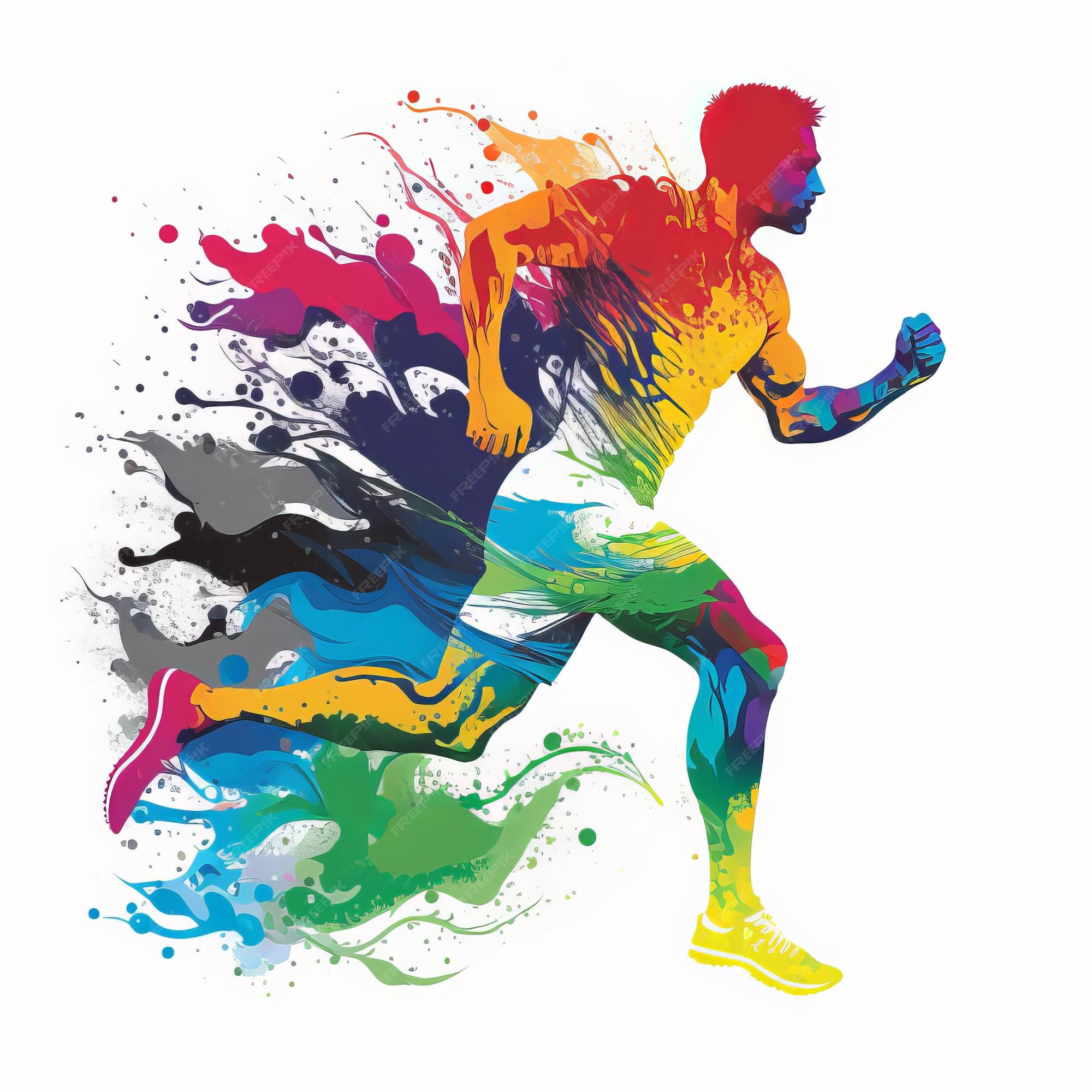 Premium Photo | Running athlete silhouette drawing watercolor paint ... Premium Photo | Running athlete silhouette drawing watercolor paint ...