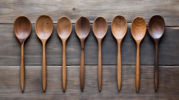 Premium AI Image | Rustic Handcarved Wooden Spoons in a Row AI Generated Premium AI Image | Rustic Handcarved Wooden Spoons in a Row AI Generated