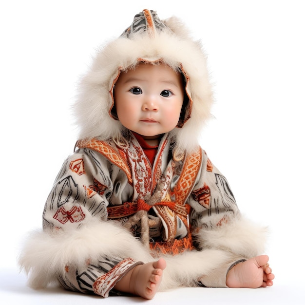 Premium AI Image | Sakha Infant in Traditional Attire Premium AI Image | Sakha Infant in Traditional Attire