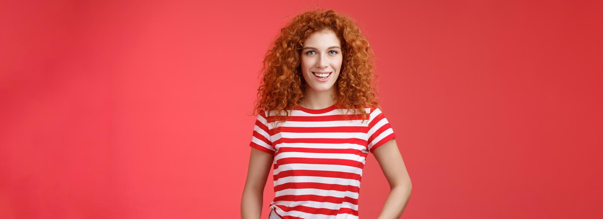 Premium Photo Sassy Confident Cheeky Goodlooking Redhead Curlyhaired