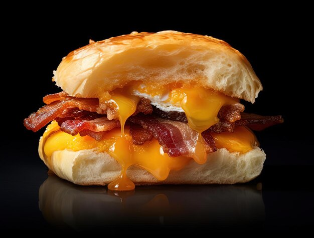 Premium Ai Image Saturday Morning Chinese Egg Bun Picture With Bacon In The Style Of Minimal