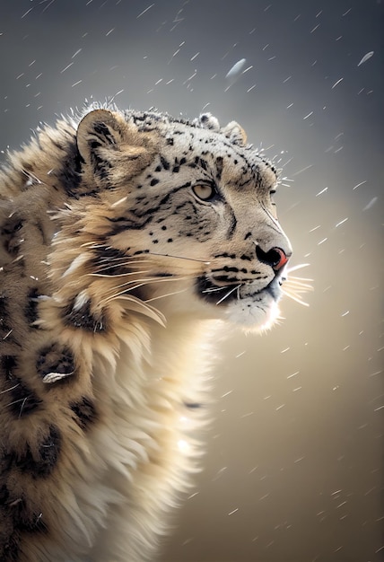 Premium AI Image | Schneeleopard mit Wind im Gesicht generative AI Premium AI Image | Schneeleopard mit Wind im Gesicht generative AI