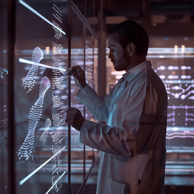 Premium Photo | Scientist Examining Digital Display Premium Photo | Scientist Examining Digital Display