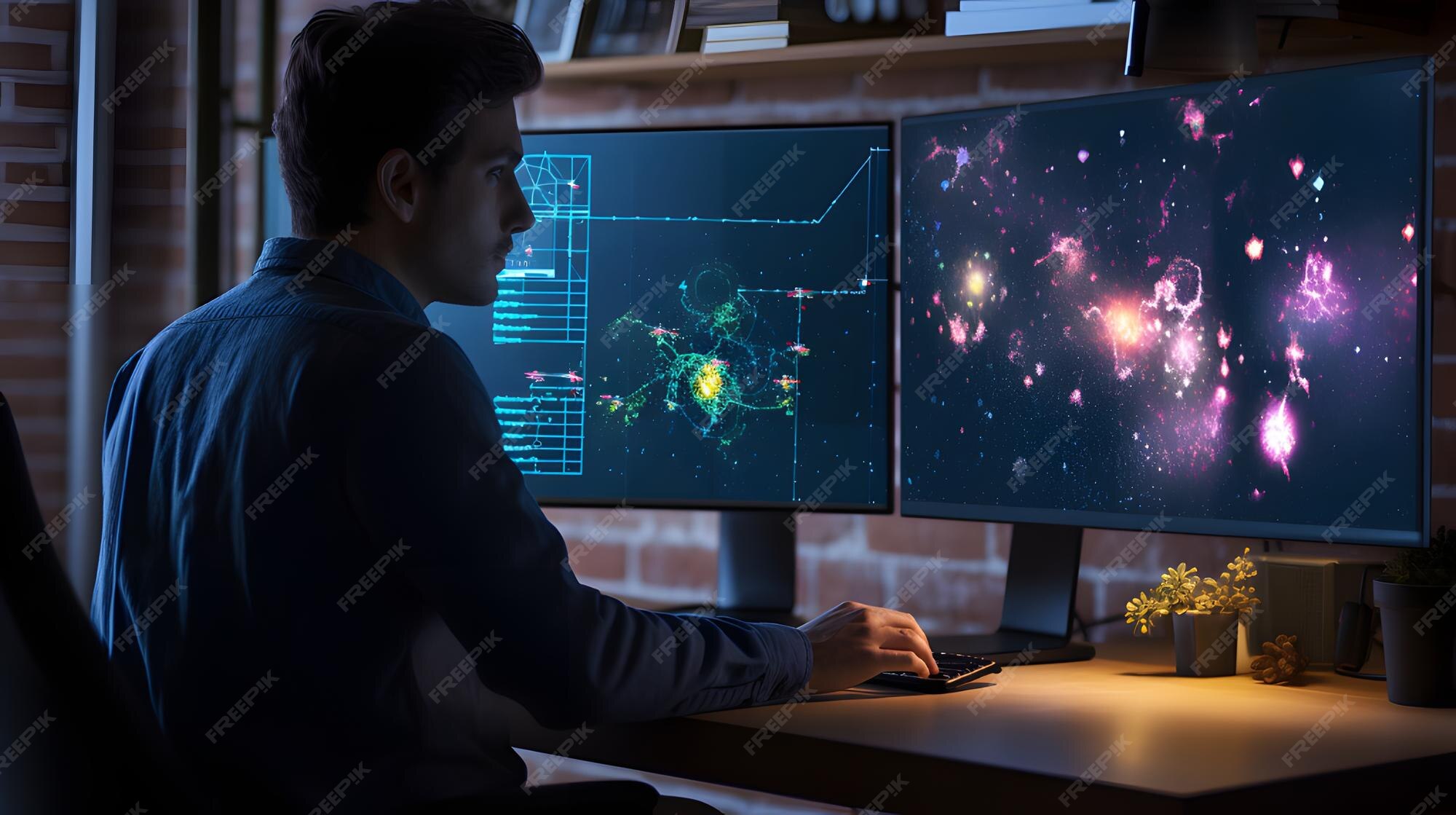 Premium Ai Image A Scientist Using A Computer To Uncover Patterns In Large Datasets With Data