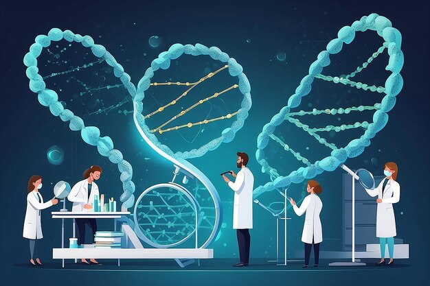 Premium Photo Scientists Working With Dna Analysis Genetic Engineering Employees Checking Dna