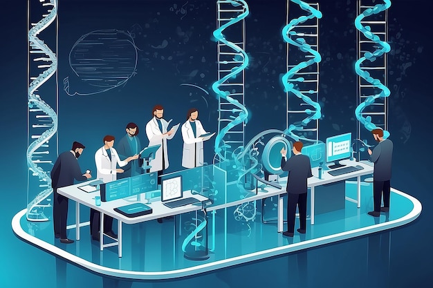 Premium Photo Scientists Working With Dna Analysis Genetic Engineering Employees Checking Dna