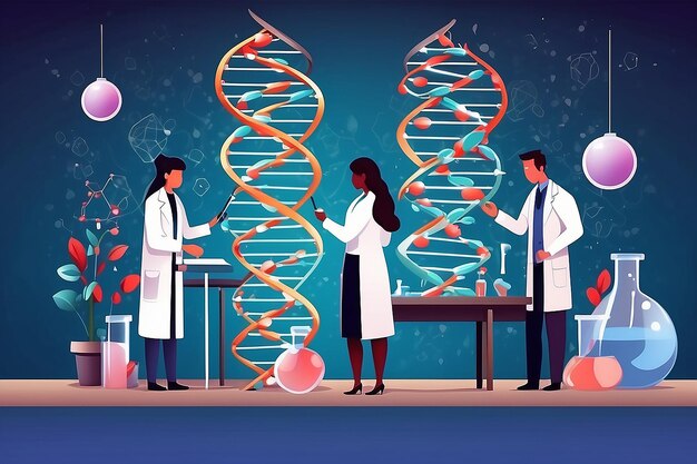 Premium Photo Scientists Working With Dna Analysis Genetic Engineering Employees Checking Dna