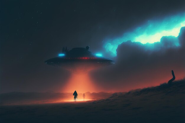 Premium Photo | Scifi scene showing the spaceship abducting human at ... Premium Photo | Scifi scene showing the spaceship abducting human at ...