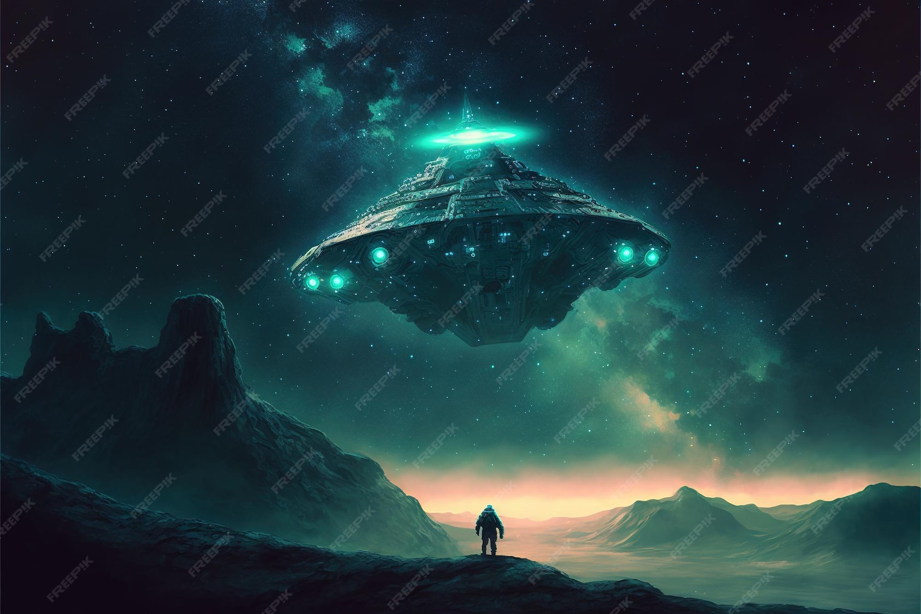 Premium Photo | Scifi scene showing the spaceship abducting human at ... Premium Photo | Scifi scene showing the spaceship abducting human at ...