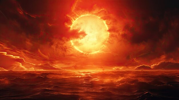 Premium Ai Image Scorching Hot Day Unfolds The Suns Brilliance Illuminating The Sky With