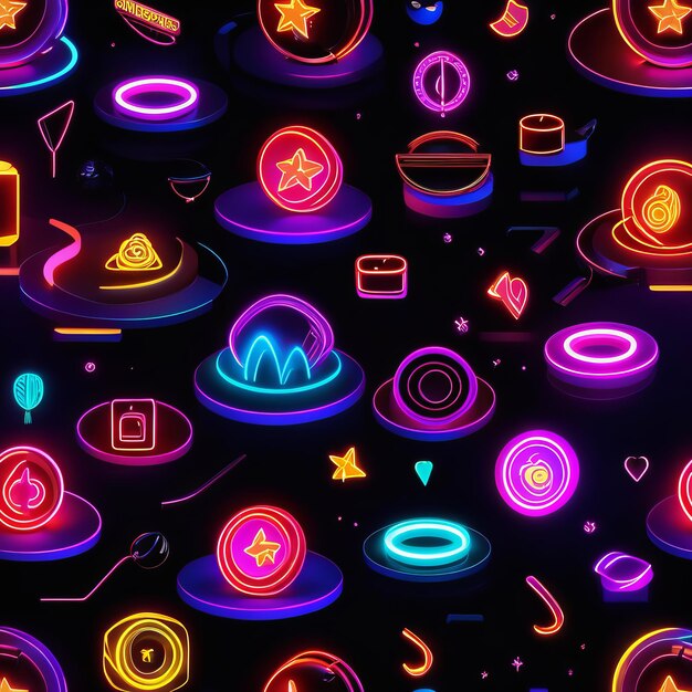Premium Photo | Seamless pattern with colorful neon signs seamless ... Premium Photo | Seamless pattern with colorful neon signs seamless ...
