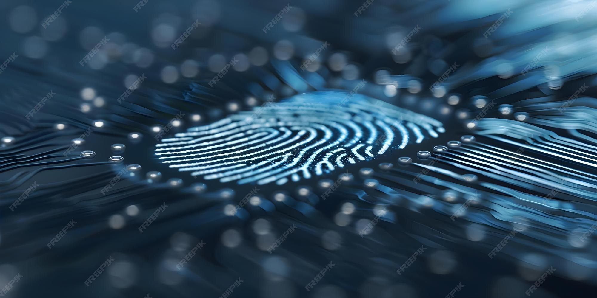 Secure biometric technology symbolized by digital circuit fingerprint ...