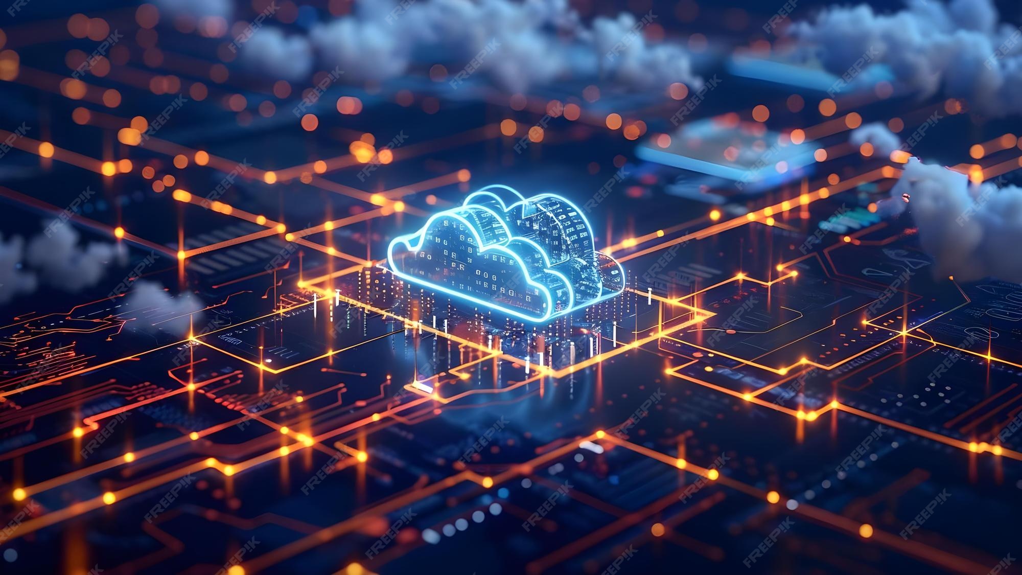 Premium Photo | Secure cloud computing with visible firewalls encryption protocols and ...