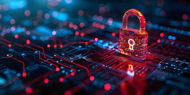 Premium Photo Securing Data Connections With Network Security And Binary Code Padlock Concept