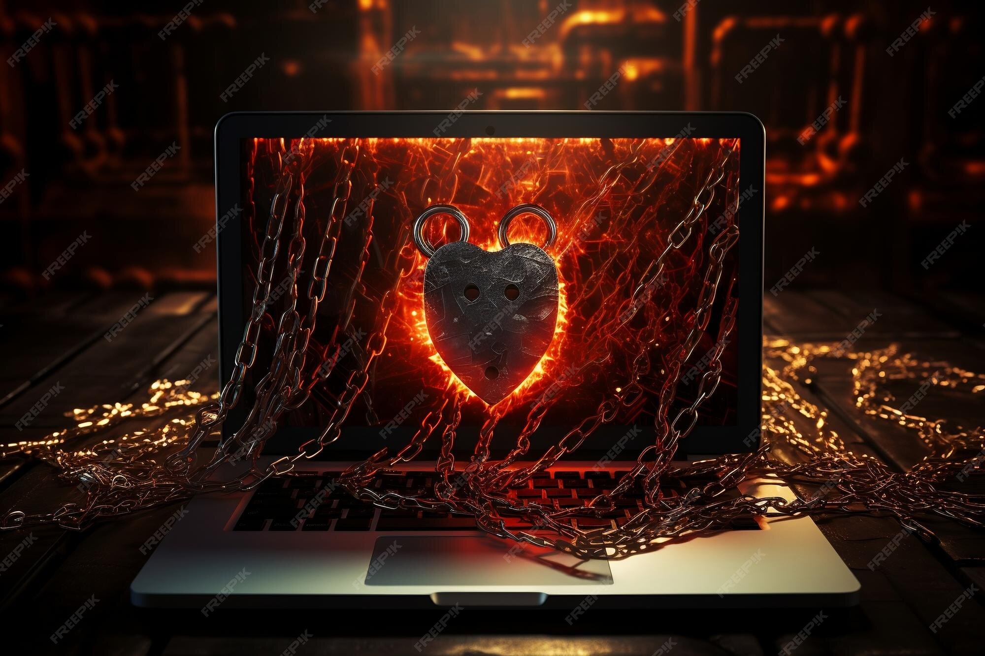 Premium AI Image | Securing a Laptop with Chains and a Padlock AI Premium AI Image | Securing a Laptop with Chains and a Padlock AI