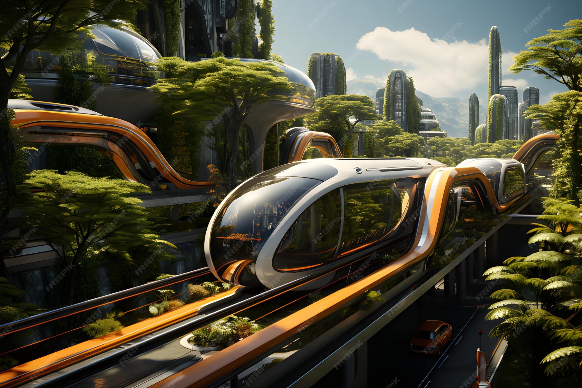 Premium Photo | Selfdriving train in a futuristic scenario Premium Photo | Selfdriving train in a futuristic scenario