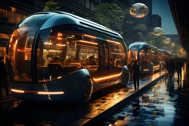 Premium AI Image | selfdriving vehicles in a futuristic scenario Premium AI Image | selfdriving vehicles in a futuristic scenario
