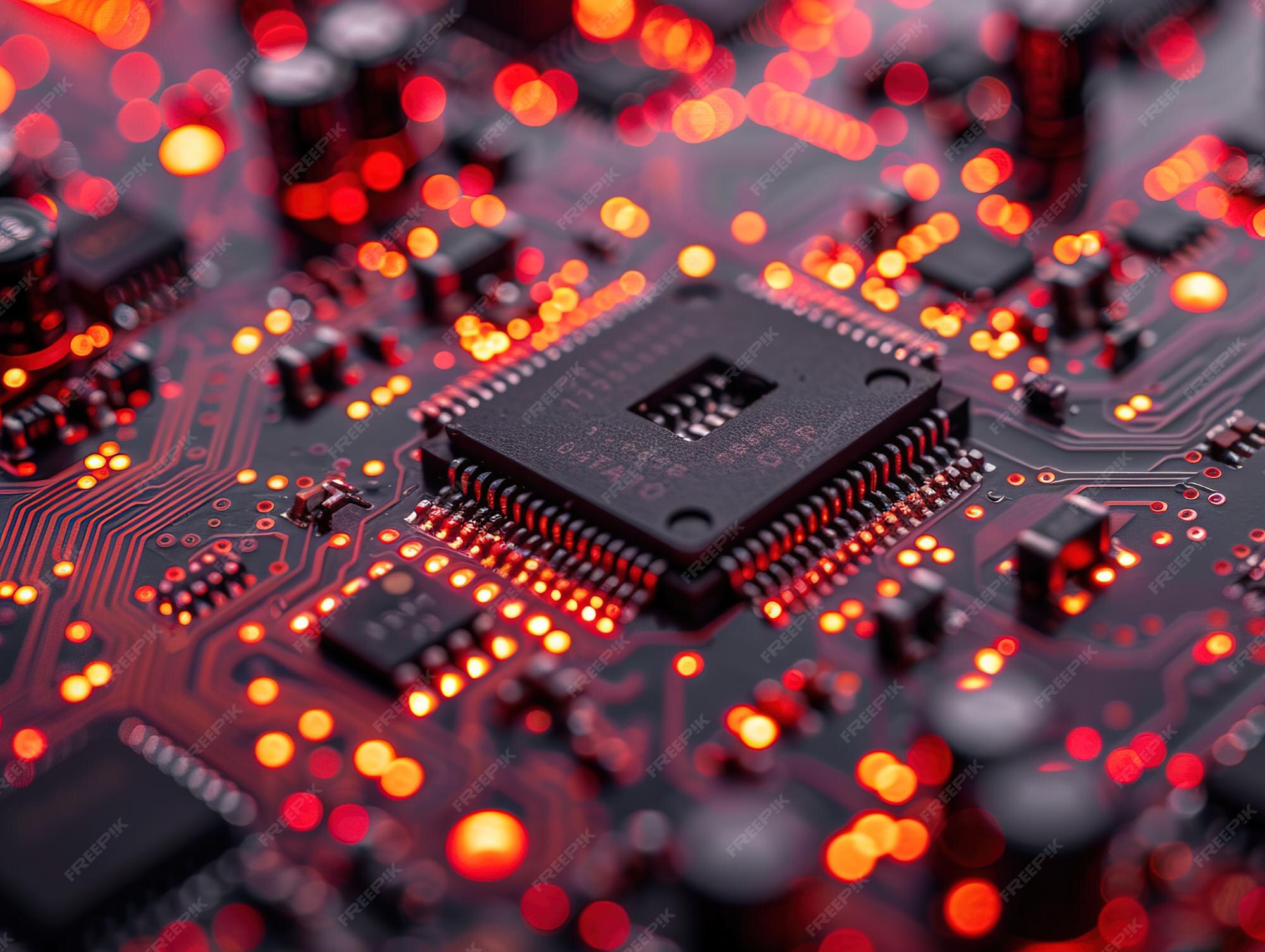 Semiconductor Industry Conception Hightech Computer Board With Chip Circuit Board Cpu Processor