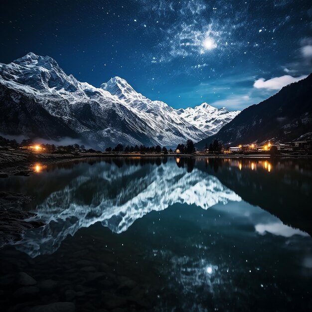 Premium Photo | Serene Mountain Reflection Scenery Premium Photo | Serene Mountain Reflection Scenery