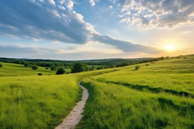 Premium AI Image | Serene Path Amidst Verdant Surroundings Generative AI Premium AI Image | Serene Path Amidst Verdant Surroundings Generative AI