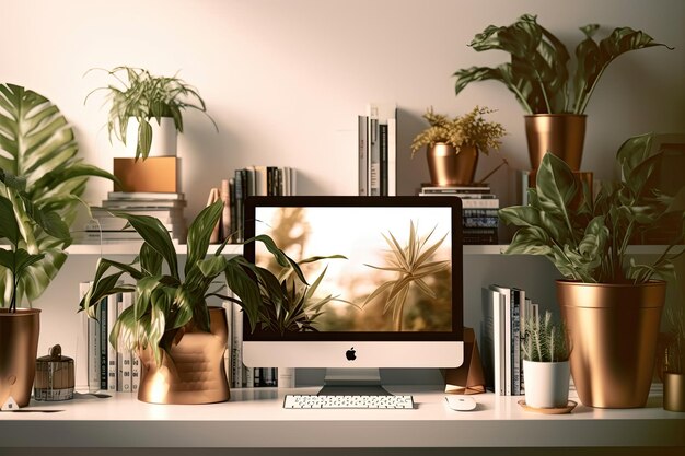 Premium Photo | A Serene Workspace Blending Technology and Nature Premium Photo | A Serene Workspace Blending Technology and Nature