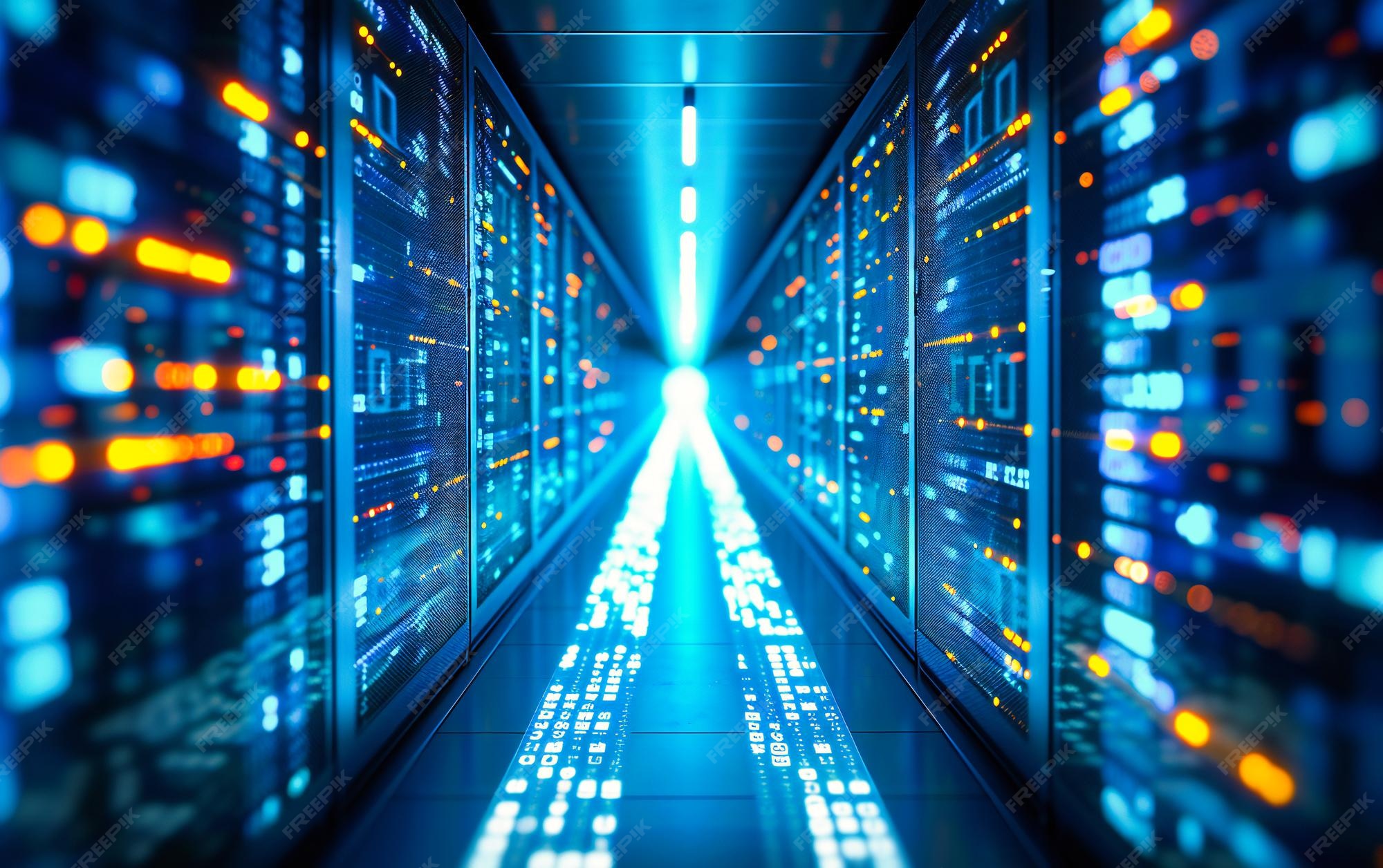 Server And Database Technology In Business Networking Computing Room With Security And